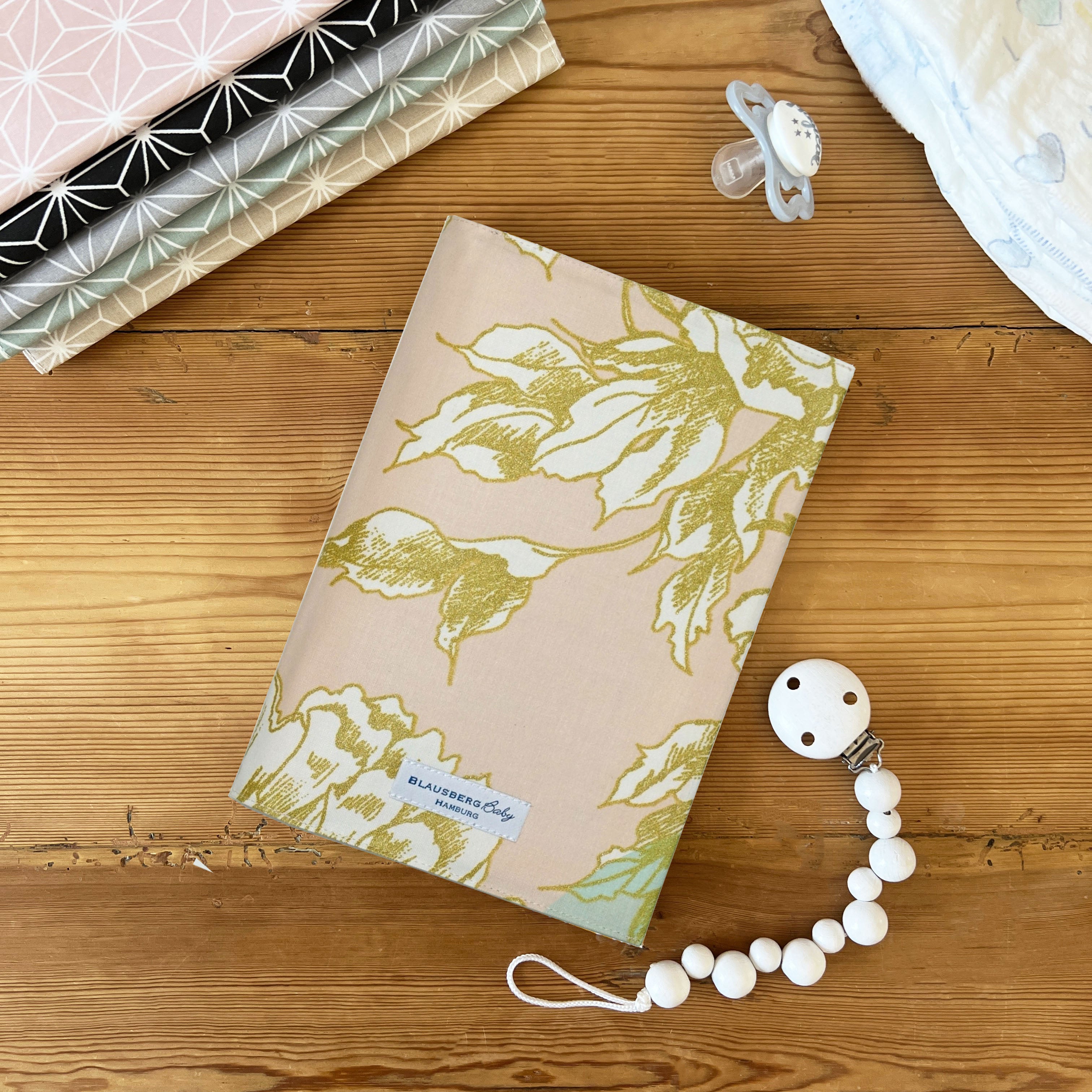 U-Heft Hülle Cherry Blossom Blush Rosa Mint Abwaschbar – Blausberg Baby